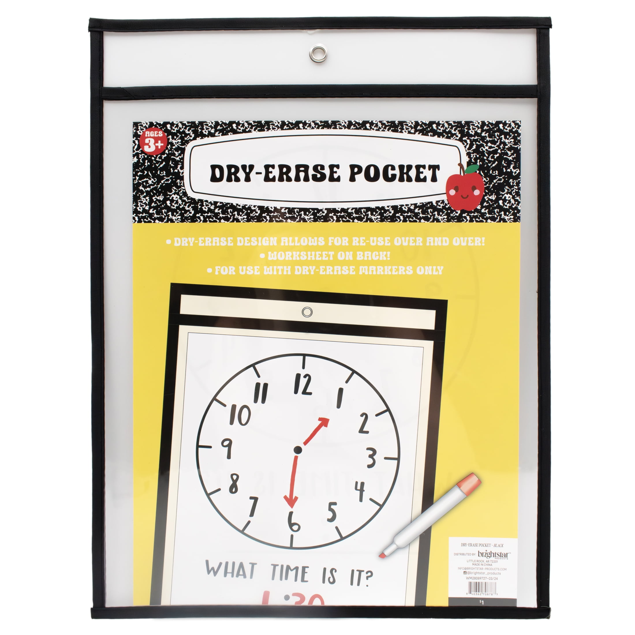 Back to School - Dry Erase Pocket - Black by Brightstar Products ...