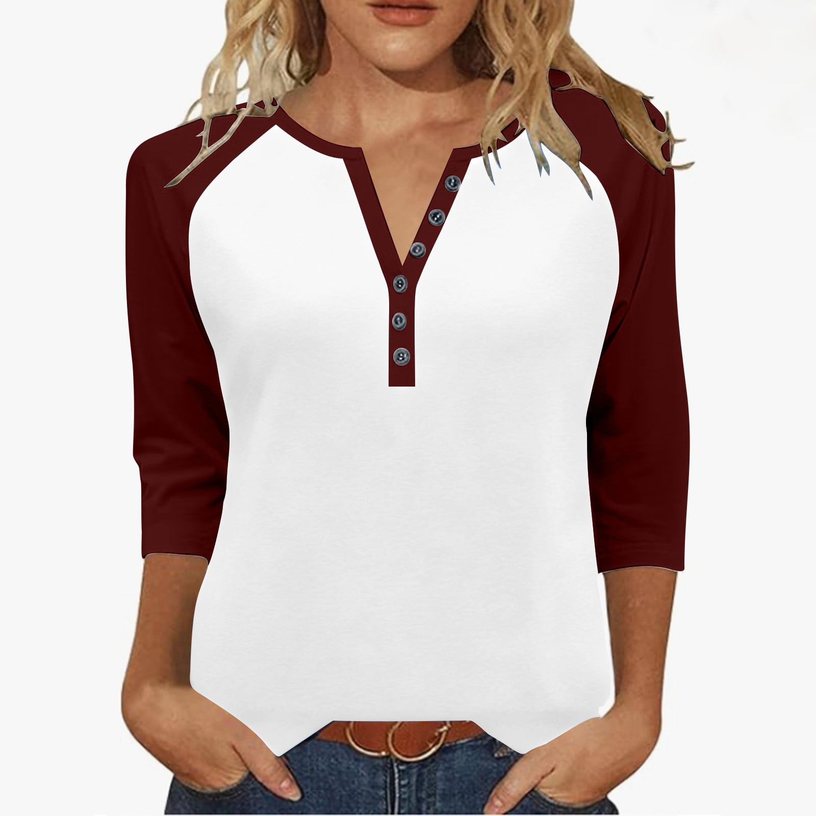 Fashion Fall Saving Fall Tops Women's Shirts for Work 3/4 Sleeve Tops ...