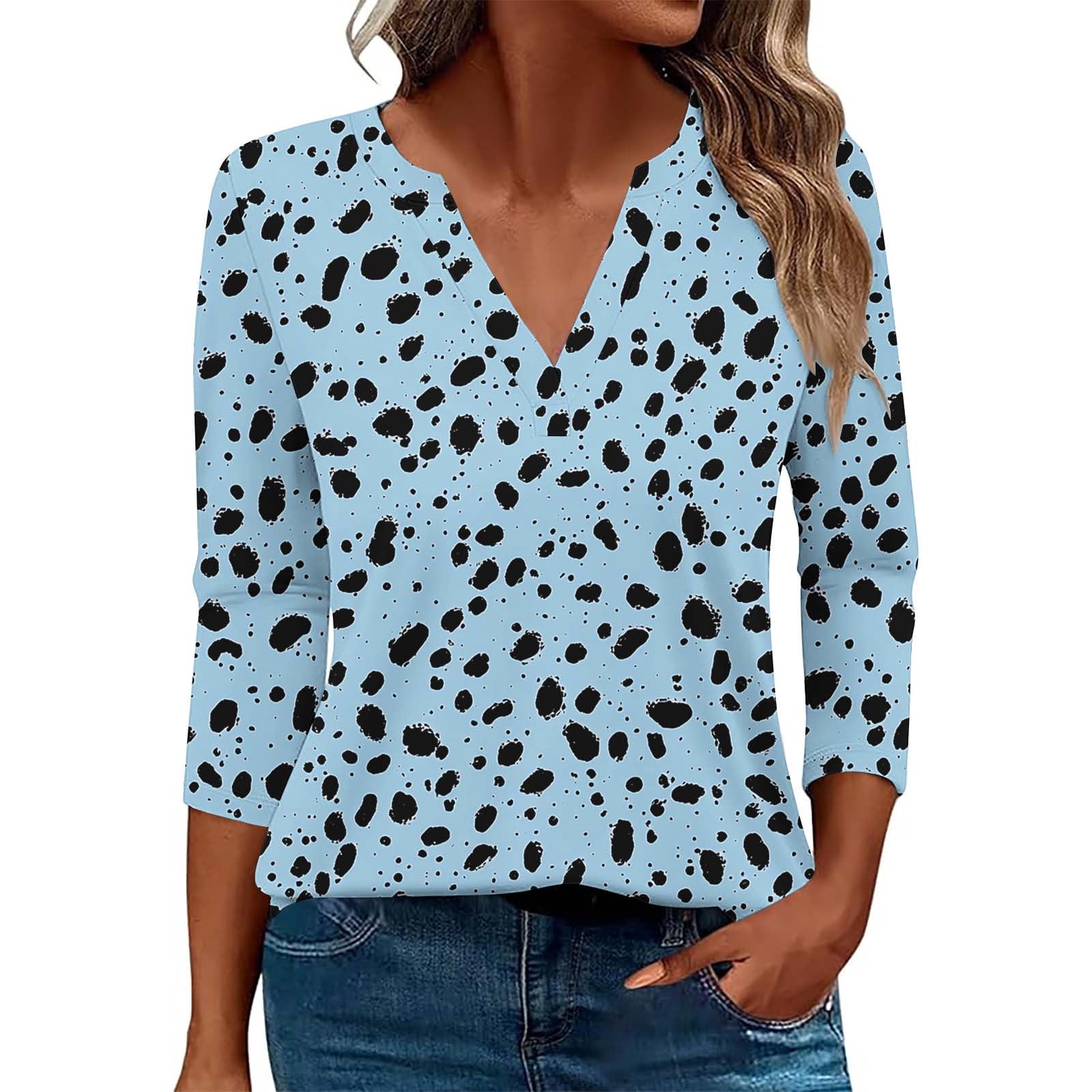 Fashion Women's Plain T-Shirts Women's Shirts Fall Casual T Shirts 3/4 ...