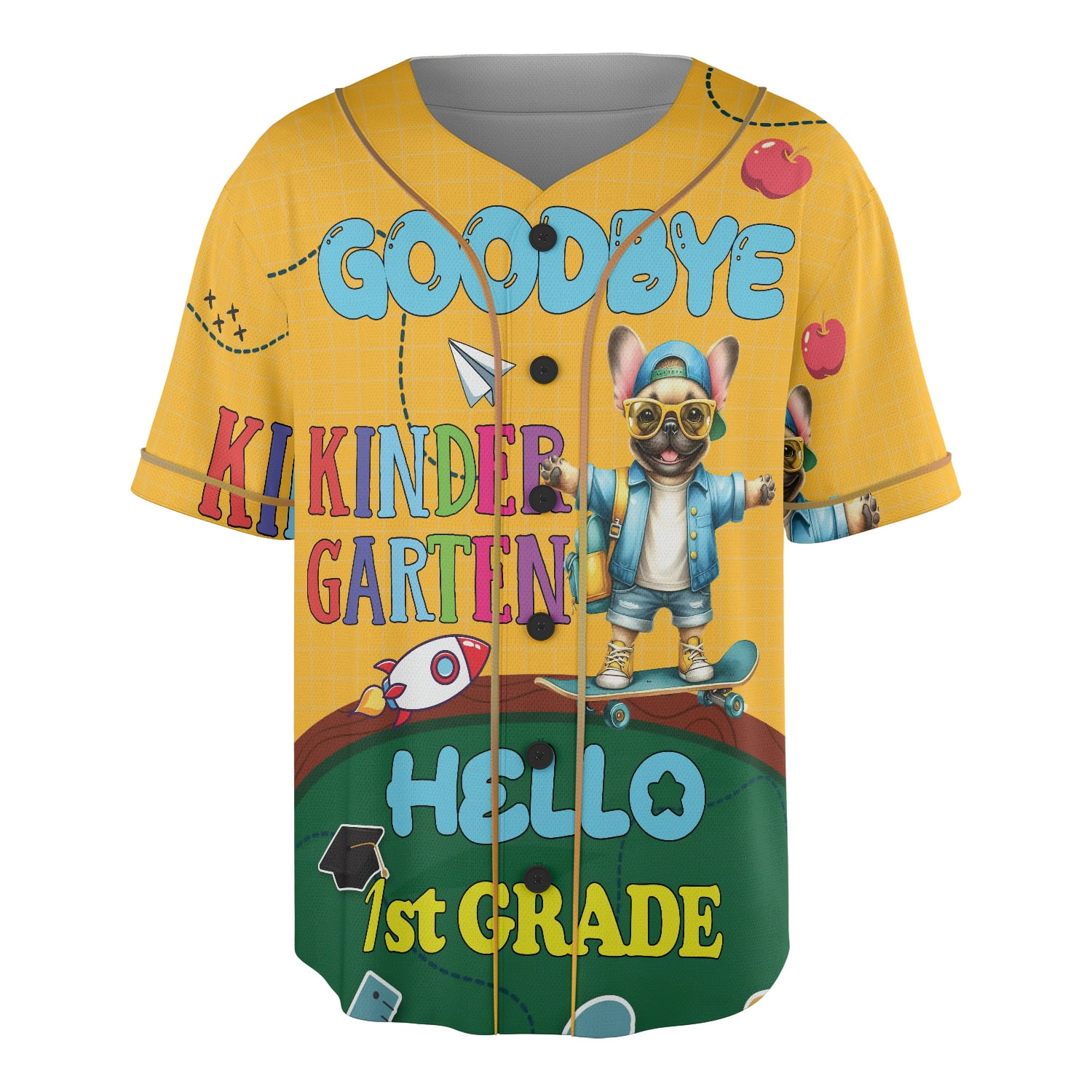 Back to School French Bulldog Goodbye Kindergarten Hello 1st Grade All ...