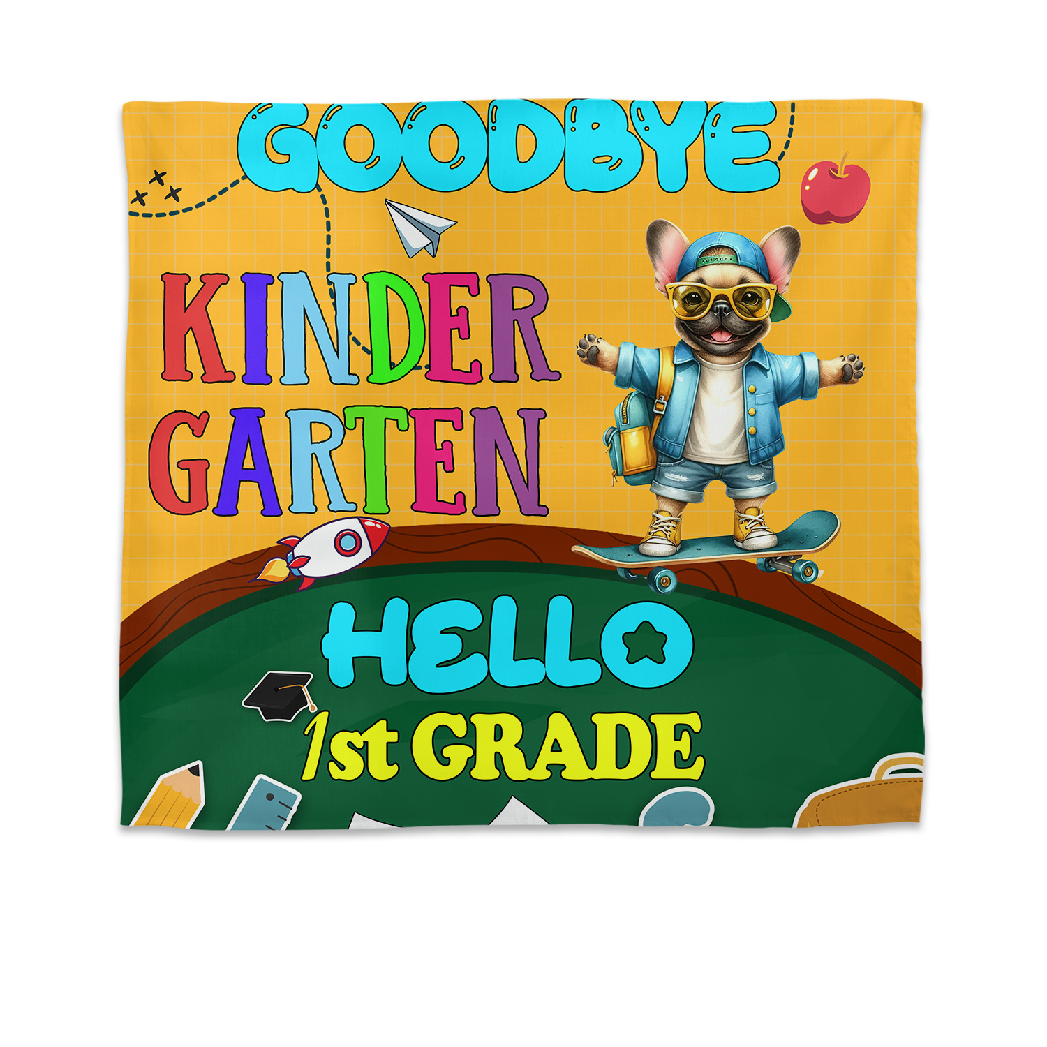 Back to School French Bulldog Goodbye Kindergarten Hello 1st Grade ...