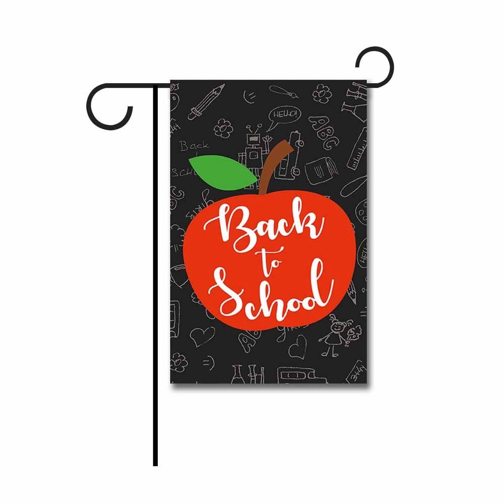Back to School Garden Flag Vertical Double Sided Chalkboard Apple ...