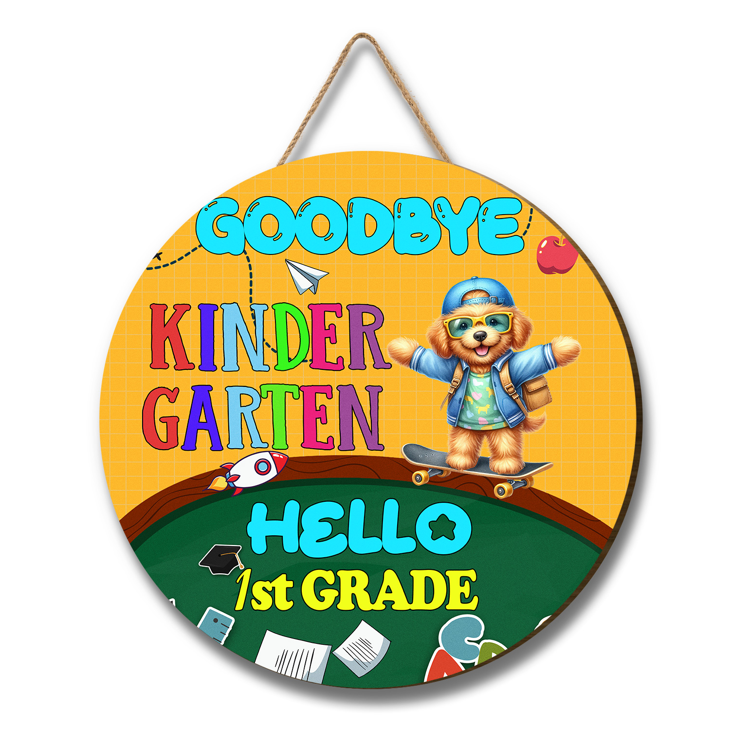Back to School Goldendoodle Goodbye Kindergarten Hello 1st Grade Round ...