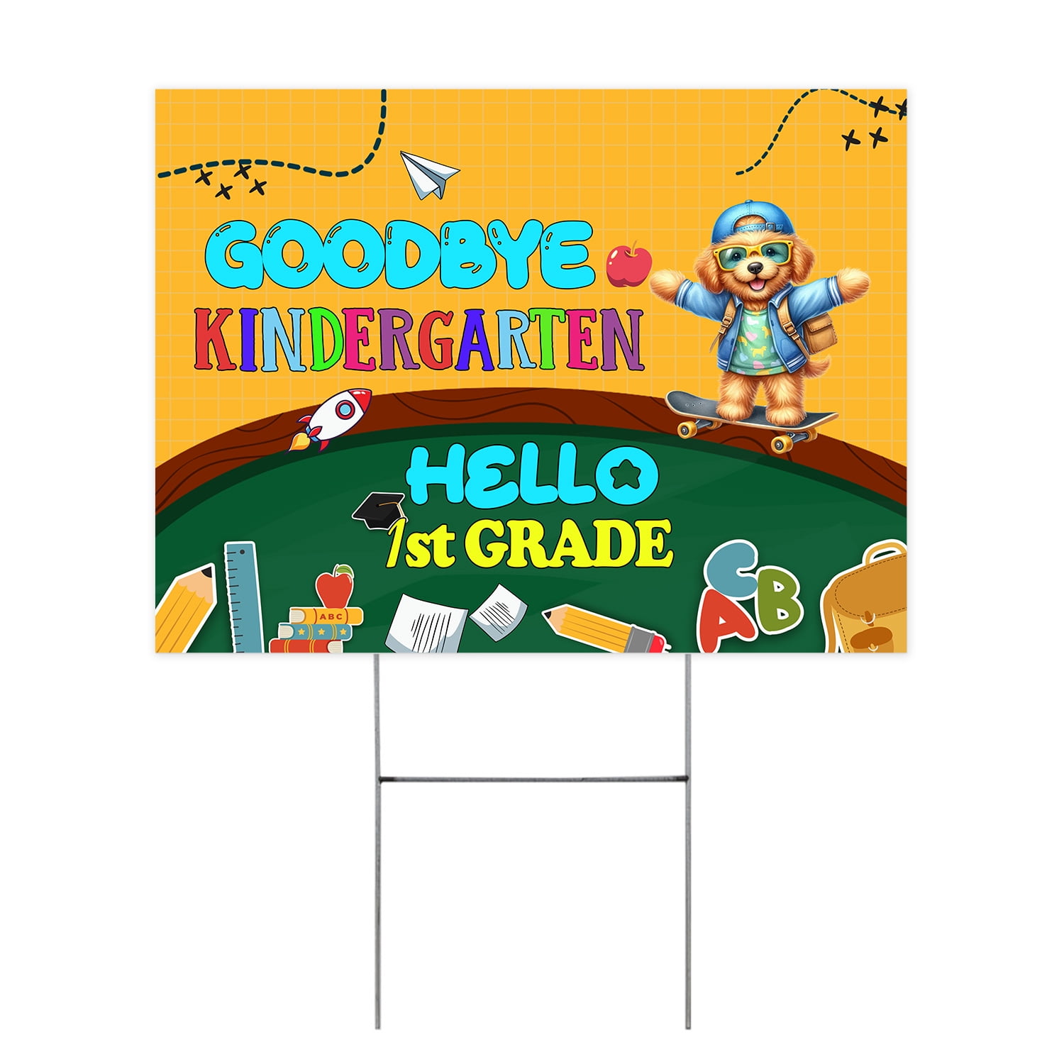 Back to School Goldendoodle Goodbye Kindergarten Hello 1st Grade Yard ...