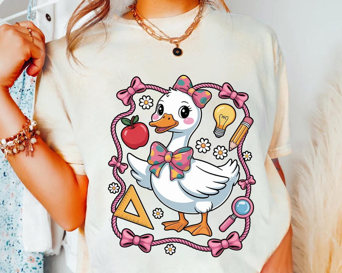 Back to School Goose Shirt – Cute Teacher Goose T-Shirt, Goose Student ...