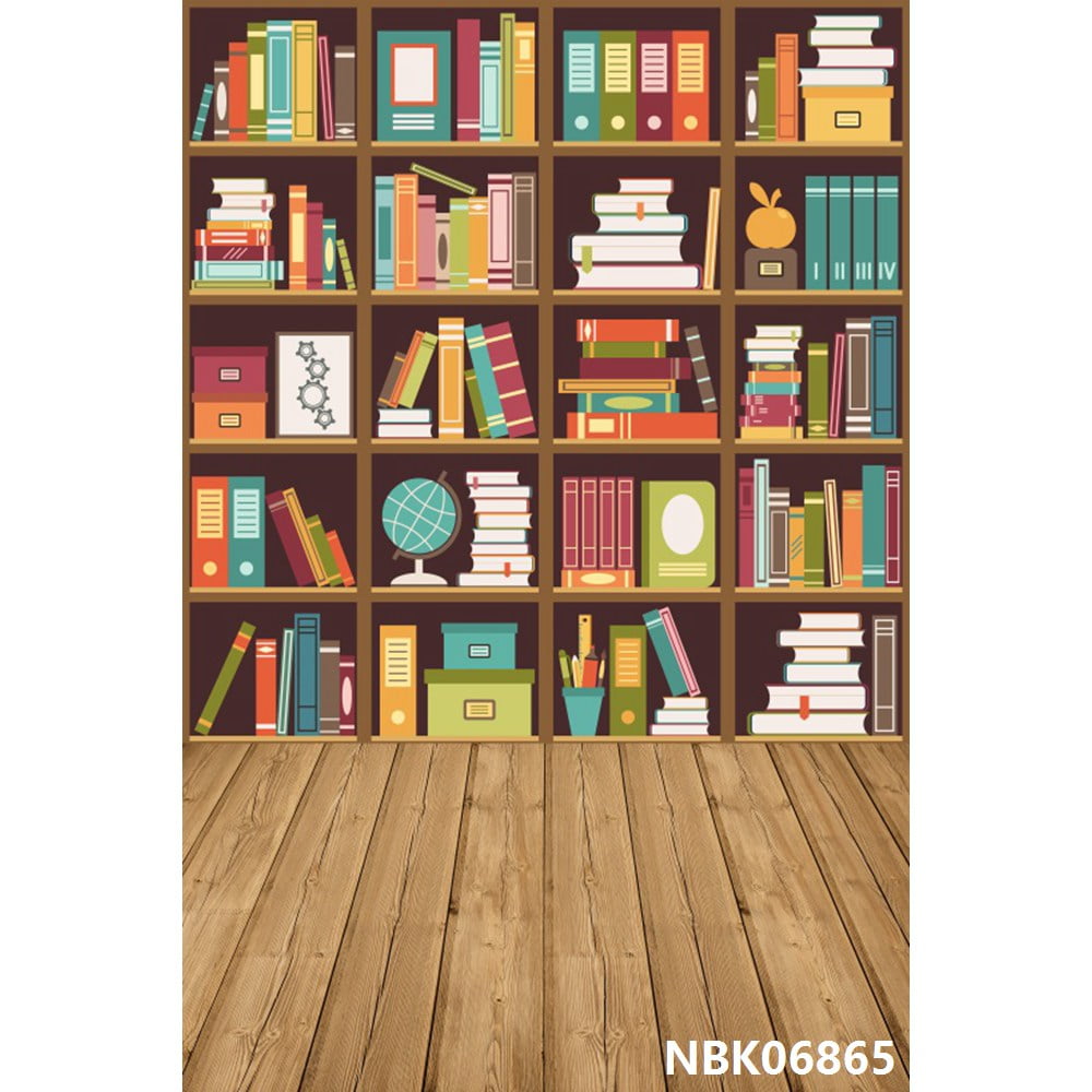 Back to School Graduation Backdrops Old Bookshelf Library Baby Portrait ...