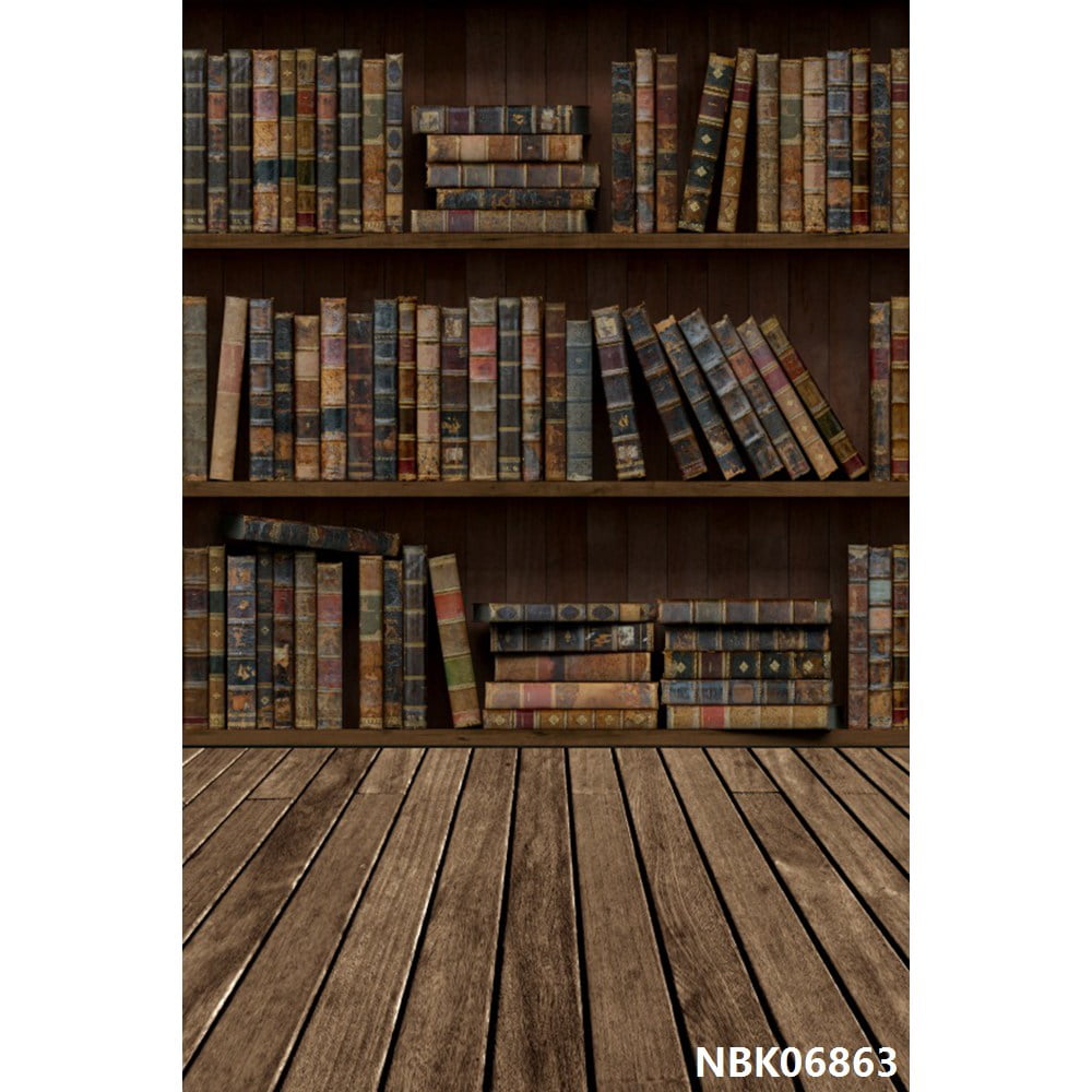 Back to School Graduation Backdrops Old Bookshelf Library Baby Portrait ...