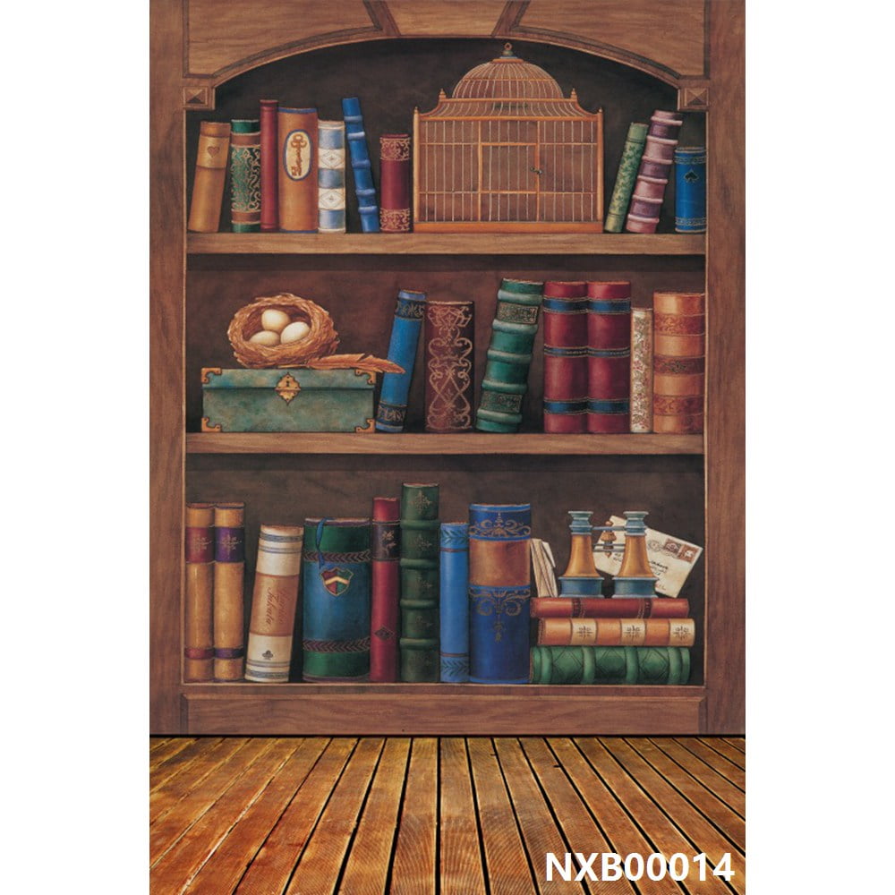 Back to School Graduation Backdrops Old Bookshelf Library Baby Portrait ...