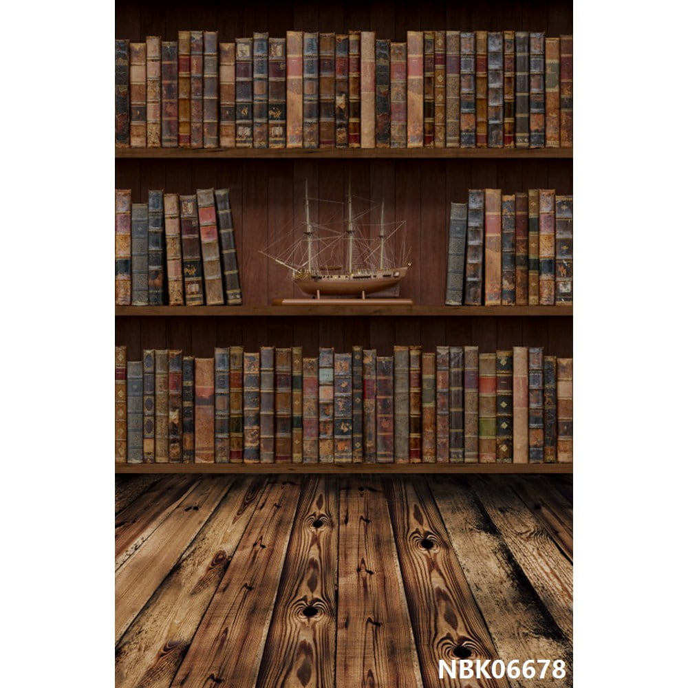 Back to School Graduation Backdrops Old Bookshelf Library Baby Portrait ...
