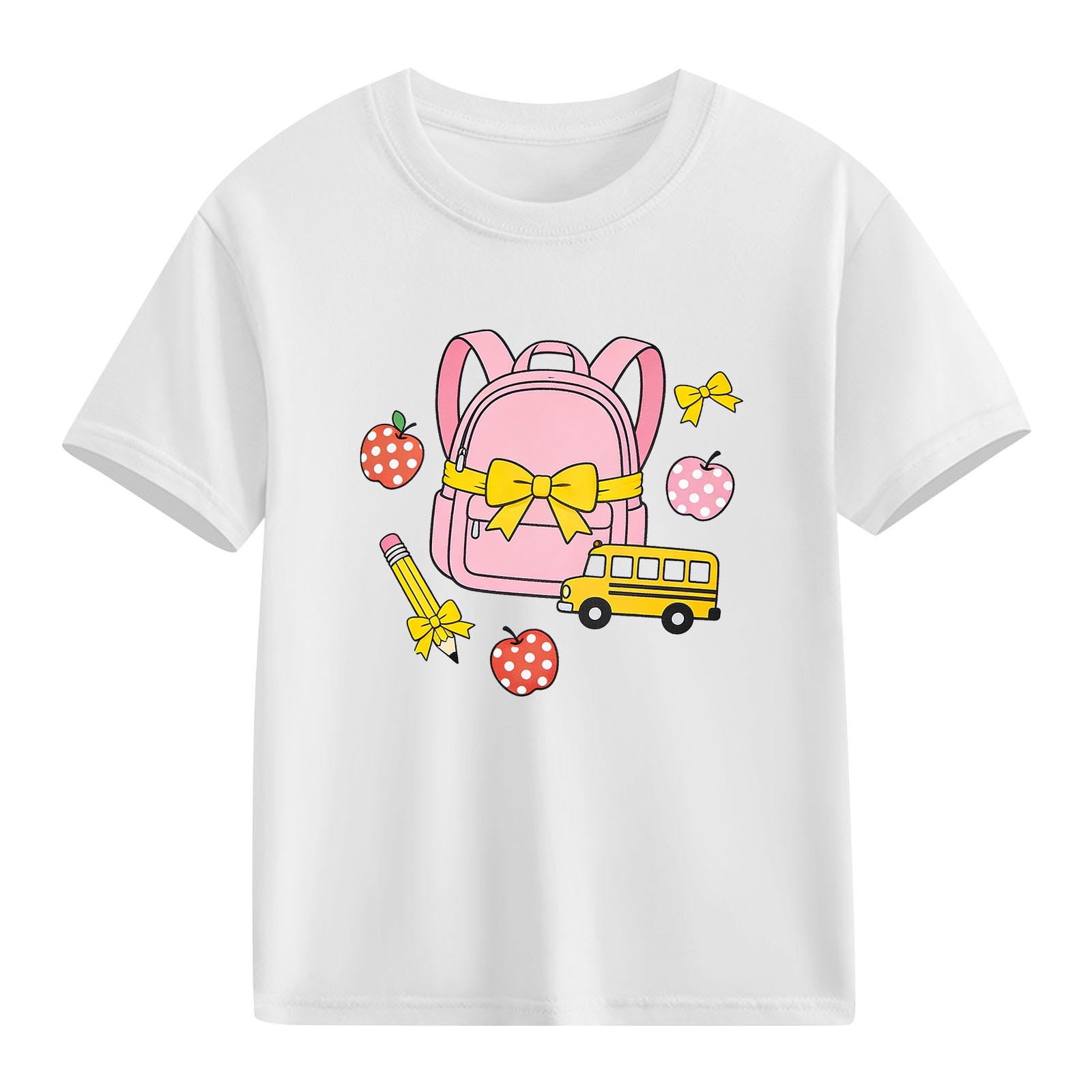 Back to School Graphic Tee Girls Kids T-Shirt 100% Cotton Short Sleeve ...