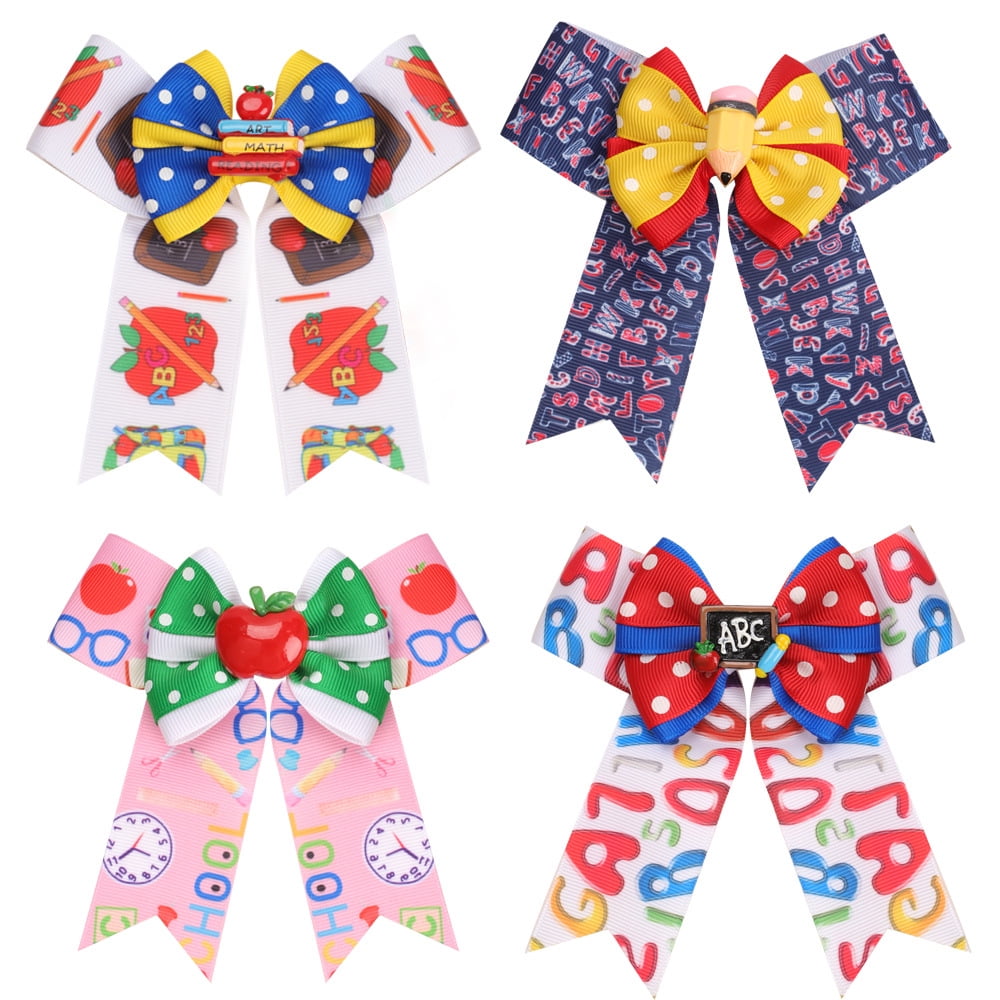 Back to School Hair Bows Alligator Clips for Girls Gift Ribbon Hair ...