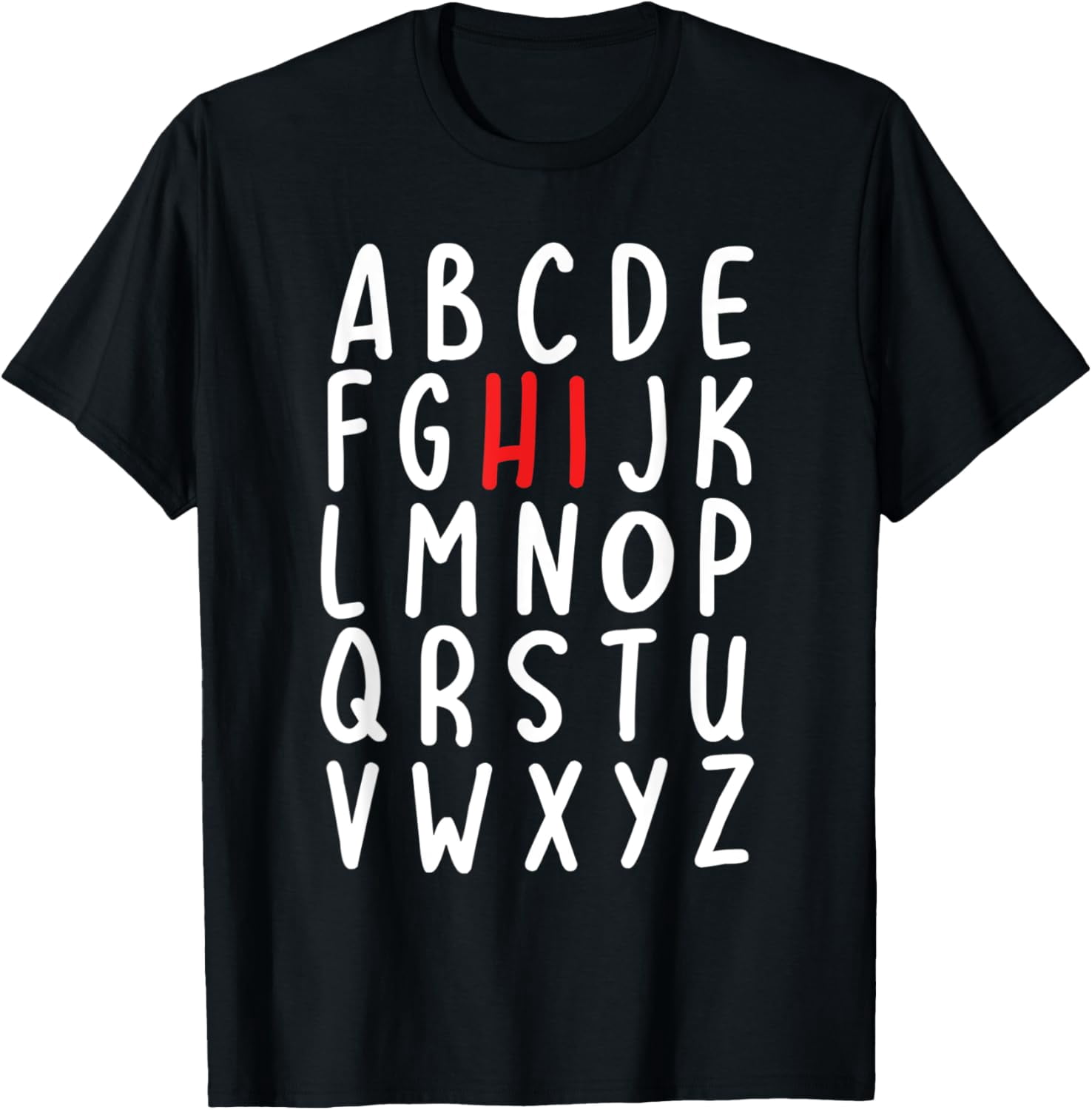 Back to School Hi Alphabet Letters Gift T-Shirt Casual Short Sleeve ...