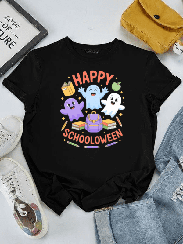 Back to School Kids Halloween Ghosts Unisex T-Shirt Funny Cute ...