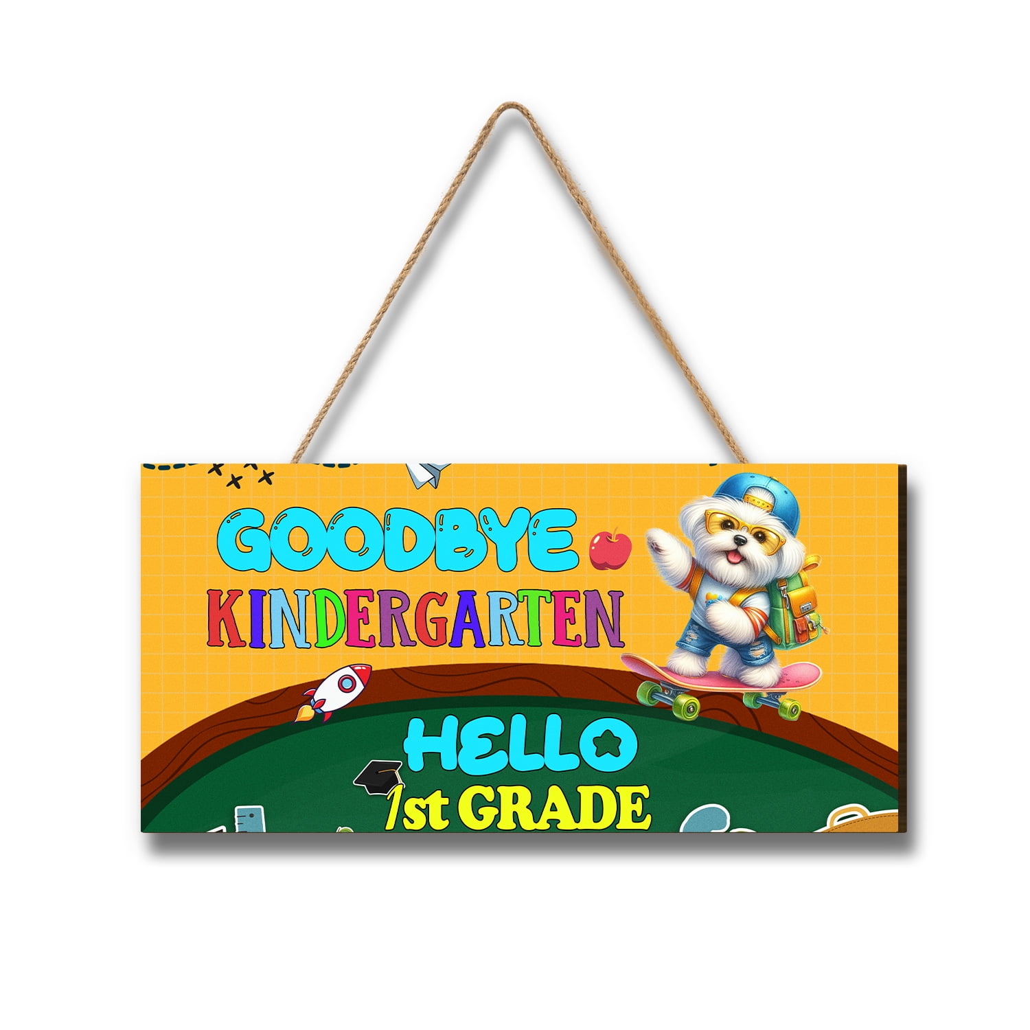 Back to School Maltese Goodbye Kindergarten Hello 1st Grade Landscape ...