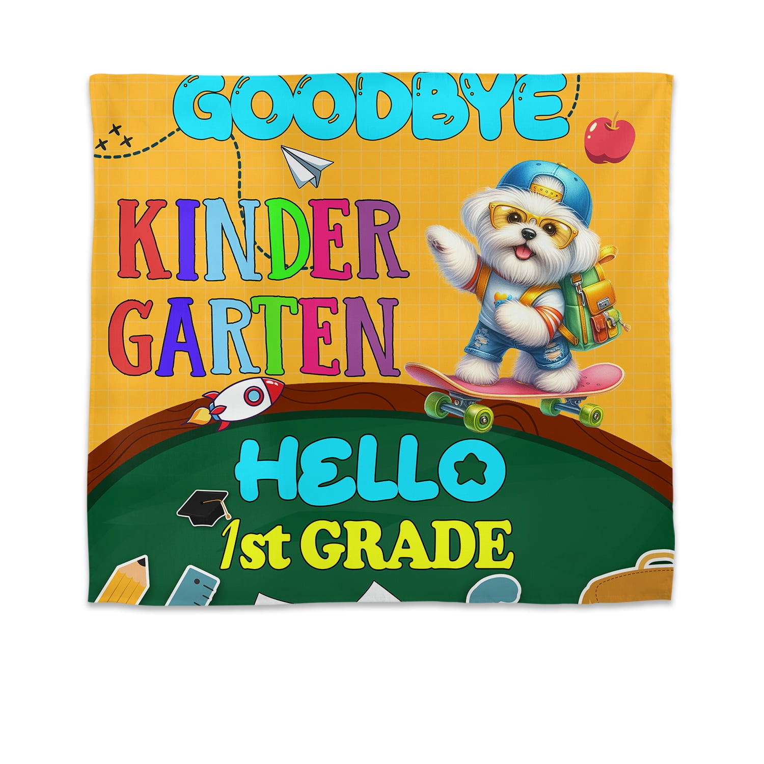 Back to School Maltese Goodbye Kindergarten Hello 1st Grade Tapestry ...