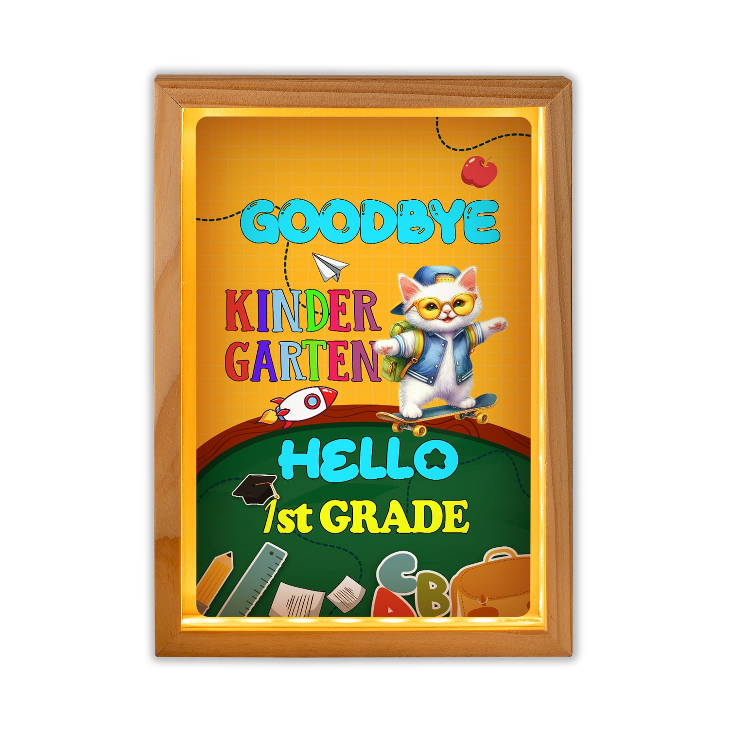 Back to School Manx Goodbye Kindergarten Hello 1st Grade Acrylic Plaque ...