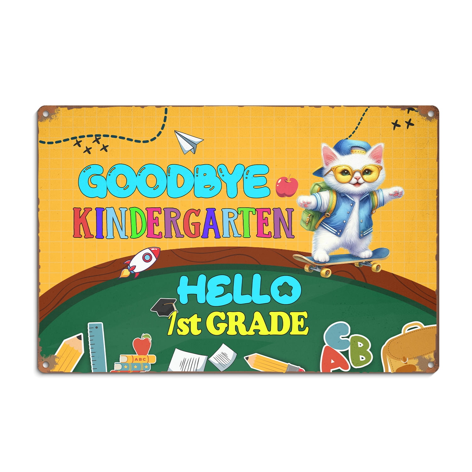 Back to School Manx Goodbye Kindergarten Hello 1st Grade Horizontal ...