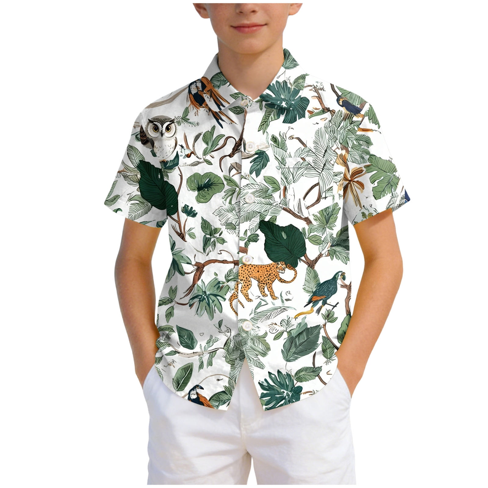 Back to School Outfits 2-13T Boys Hawaiian Shirts Novelty Short Sleeve ...