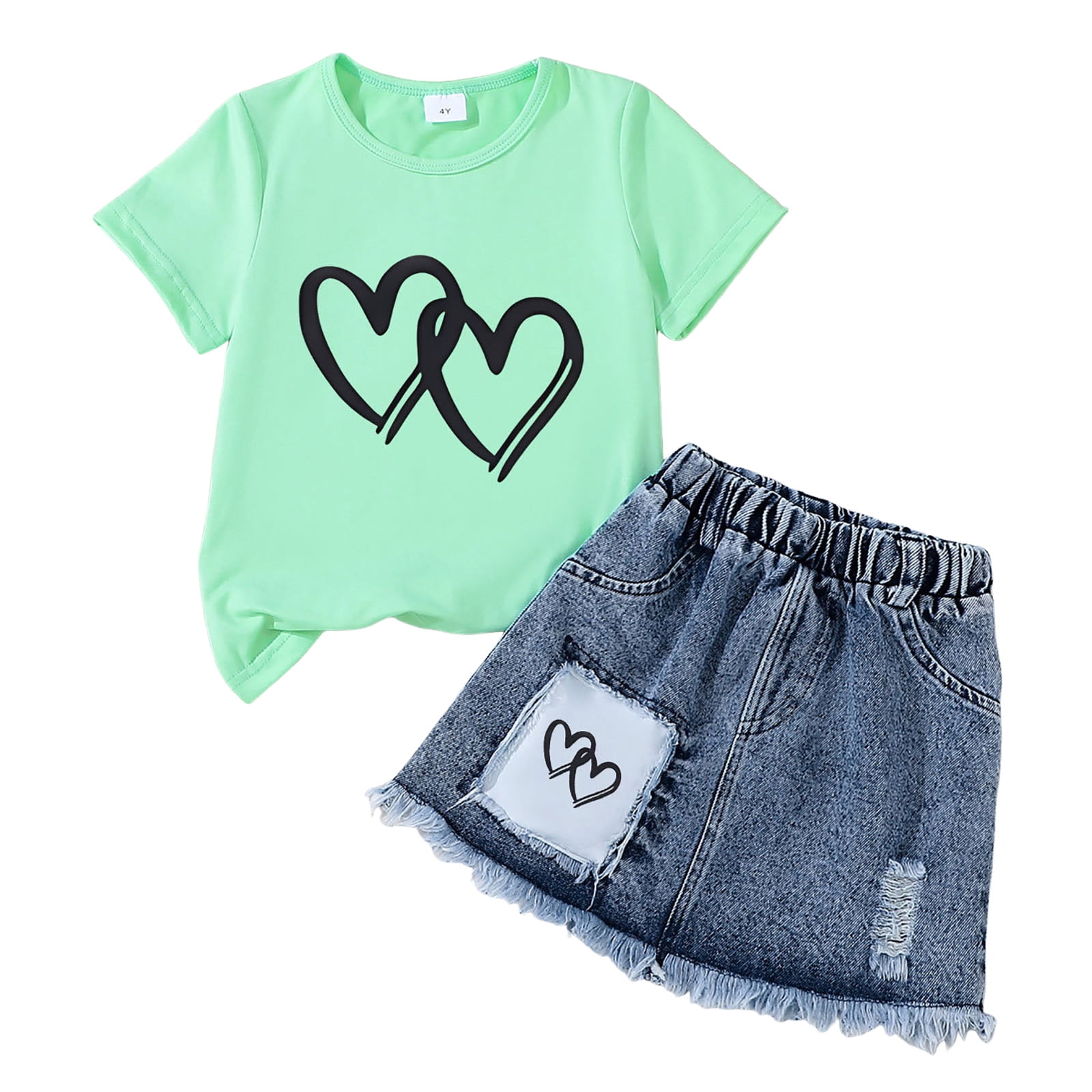 Back to School Outfits for Girls Girls' 2-Piece Set – Short Sleeve T ...
