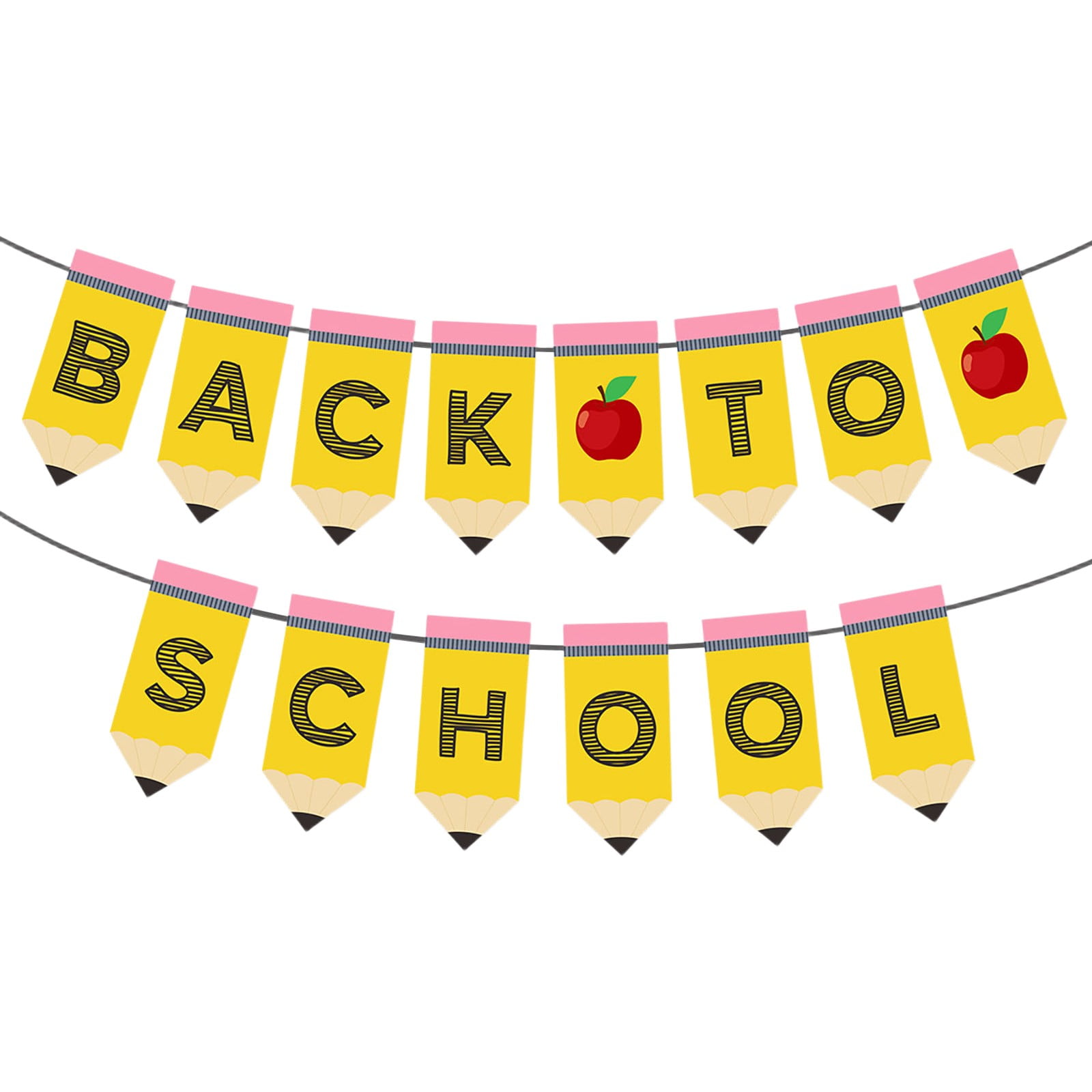 Back to School Pencil Banner, 14-Piece Celebration Decor for Classroom ...