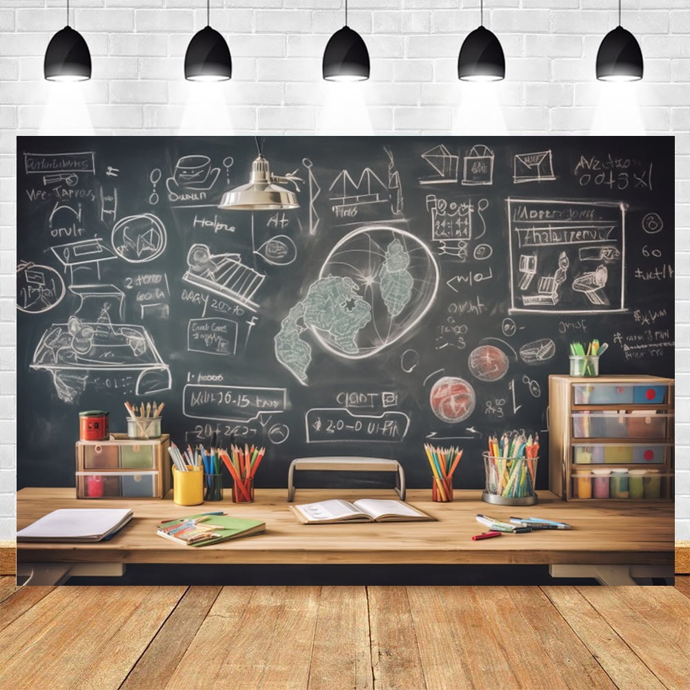 Back to School Photography Backdrop Blackboard Kindergarten Preschool ...