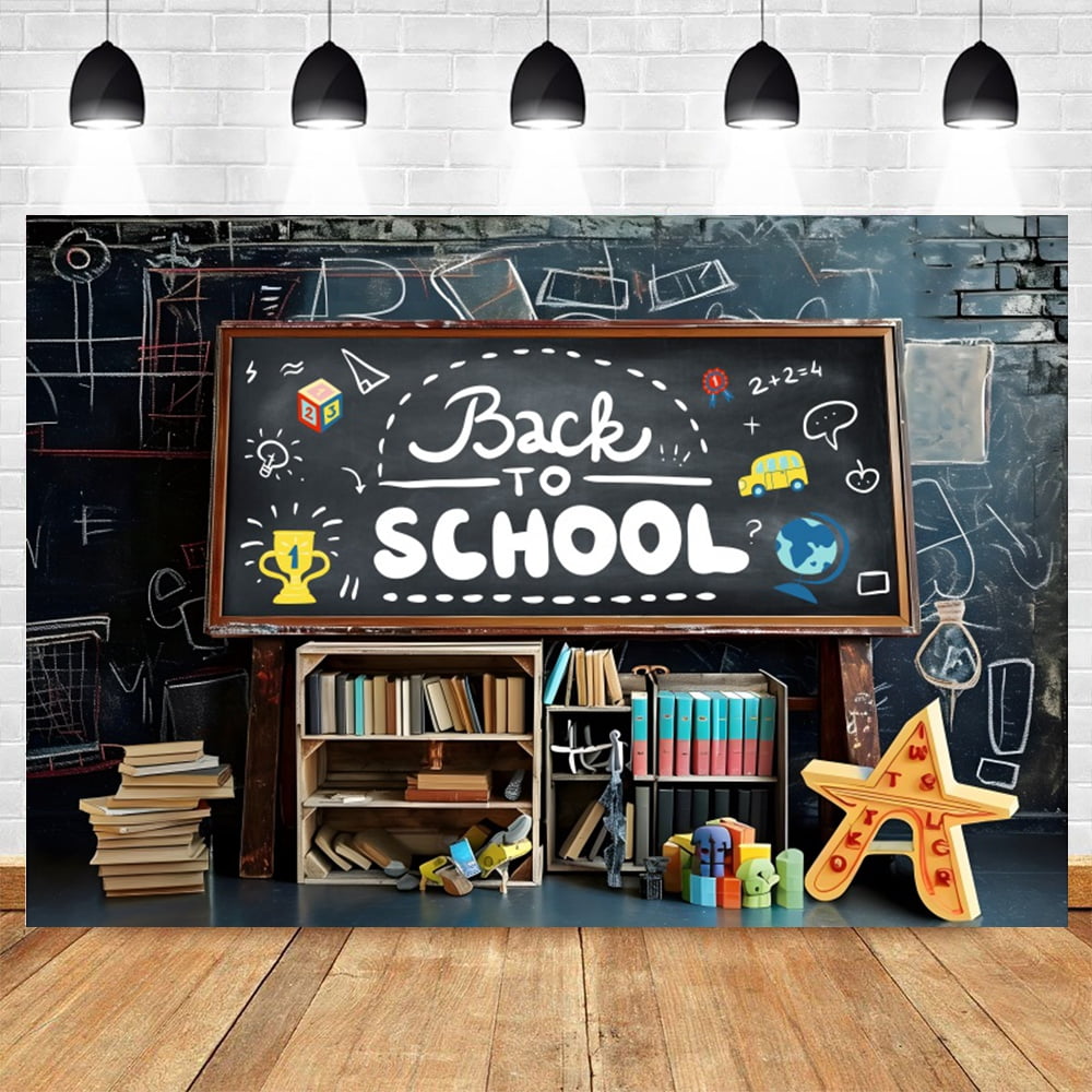Back to School Photography Backdrop Blackboard Kindergarten Preschool ...