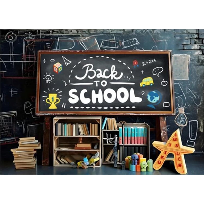Back to School Photography Backdrops Black Chalkboard ABC Learning ...