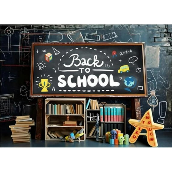 Back to School Photography Backdrops Black Chalkboard ABC Learning ...