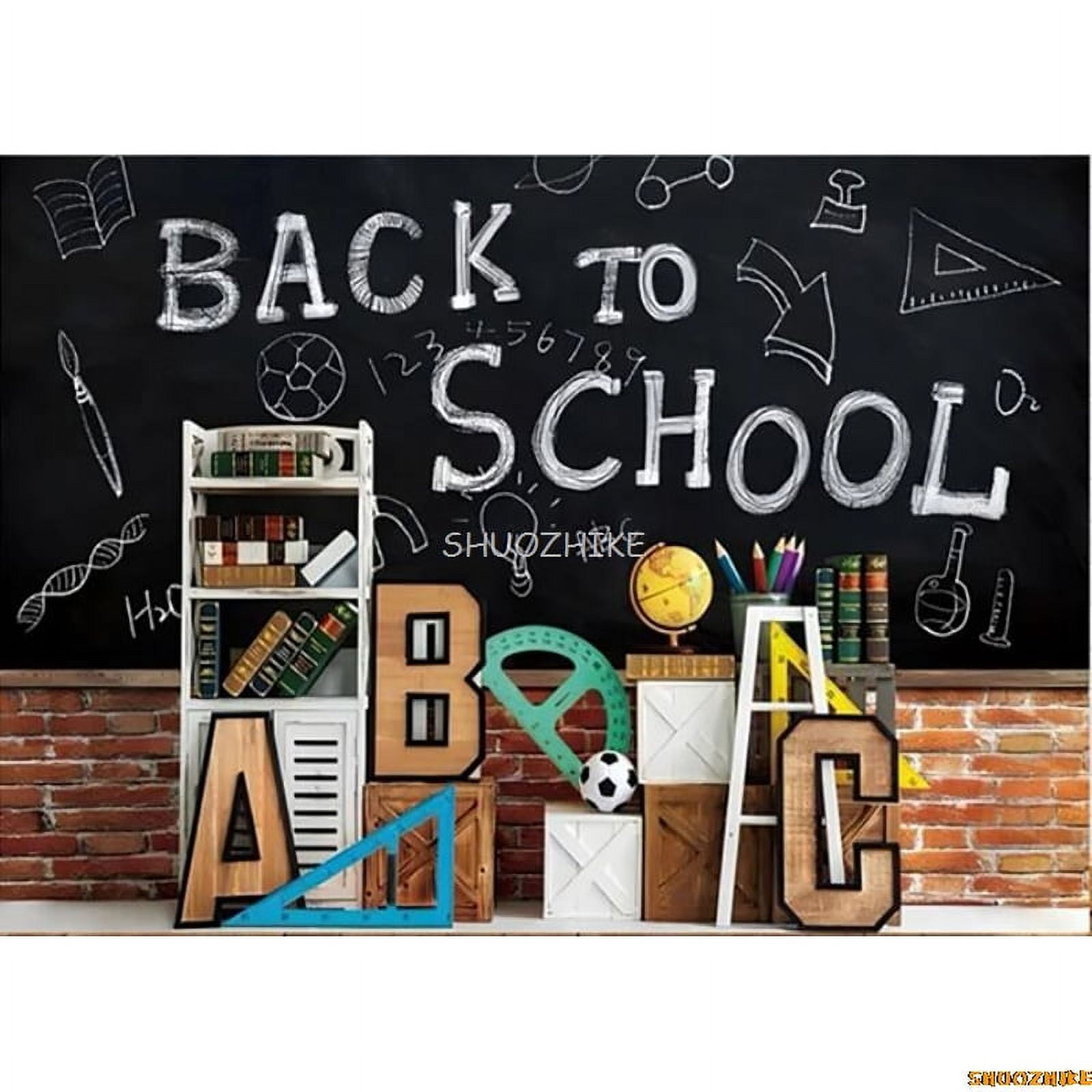 Back to School Photography Backdrops Black Chalkboard ABC Learning ...