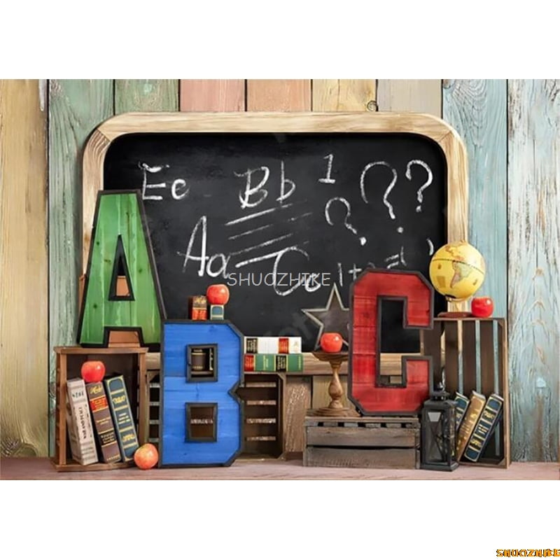 Back to School Photography Backdrops Black Chalkboard ABC Learning ...