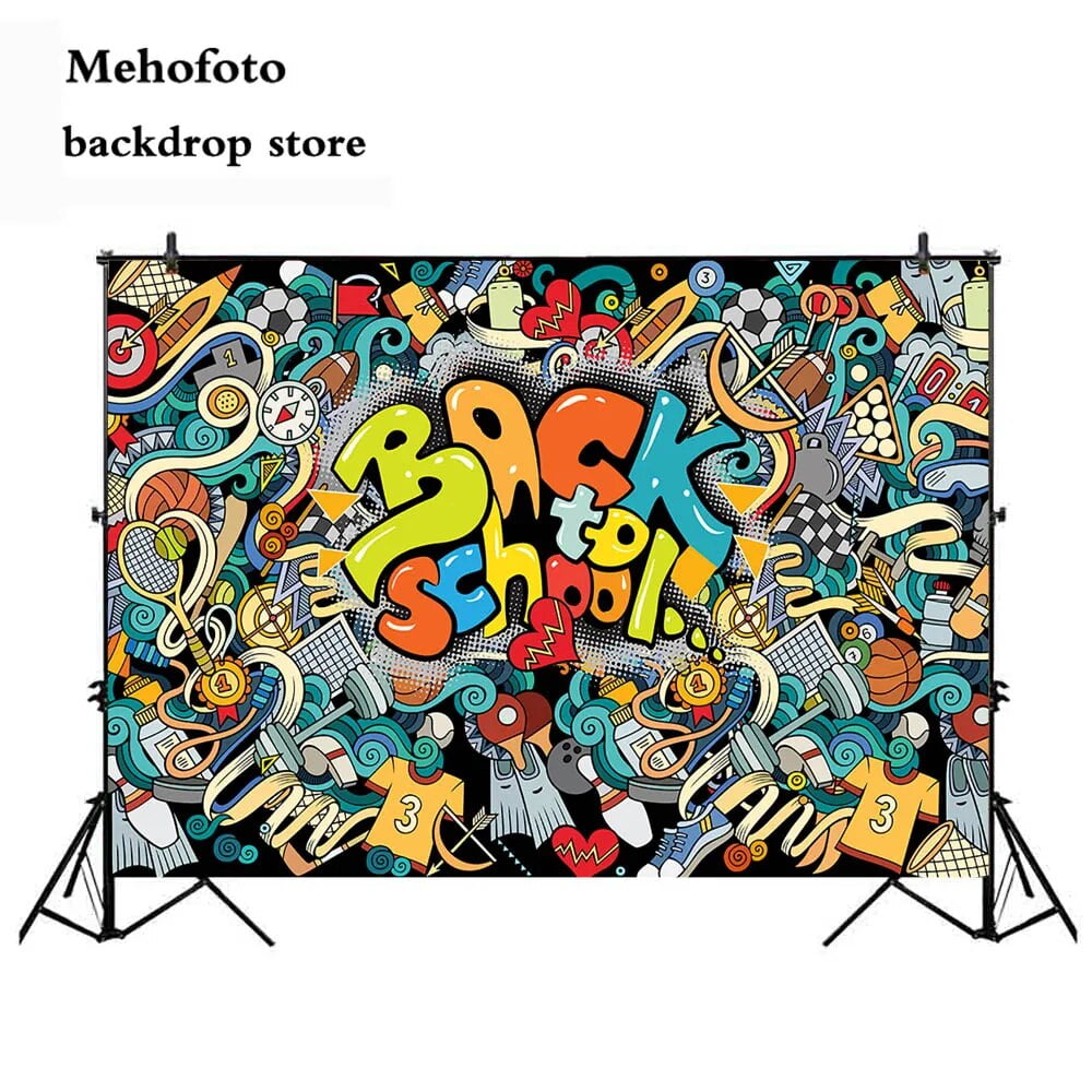 Back to School Photography Backdrops Graffiti Wall Photo Background ...