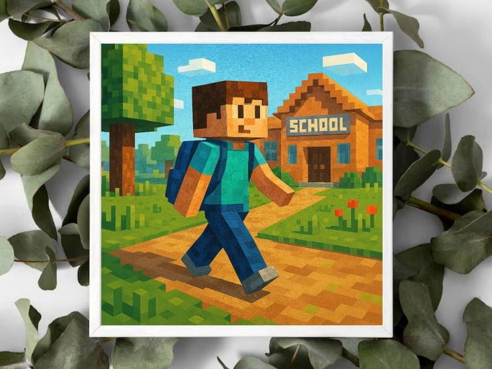 Back to School Pixel Art Poster Print – Block Style Student Wall Decor ...