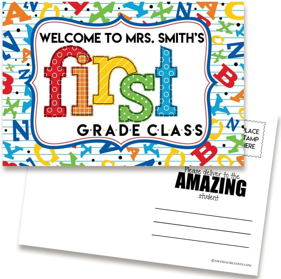 Back to School Postcards Welcome To First Alphabet Letter Notes for ...