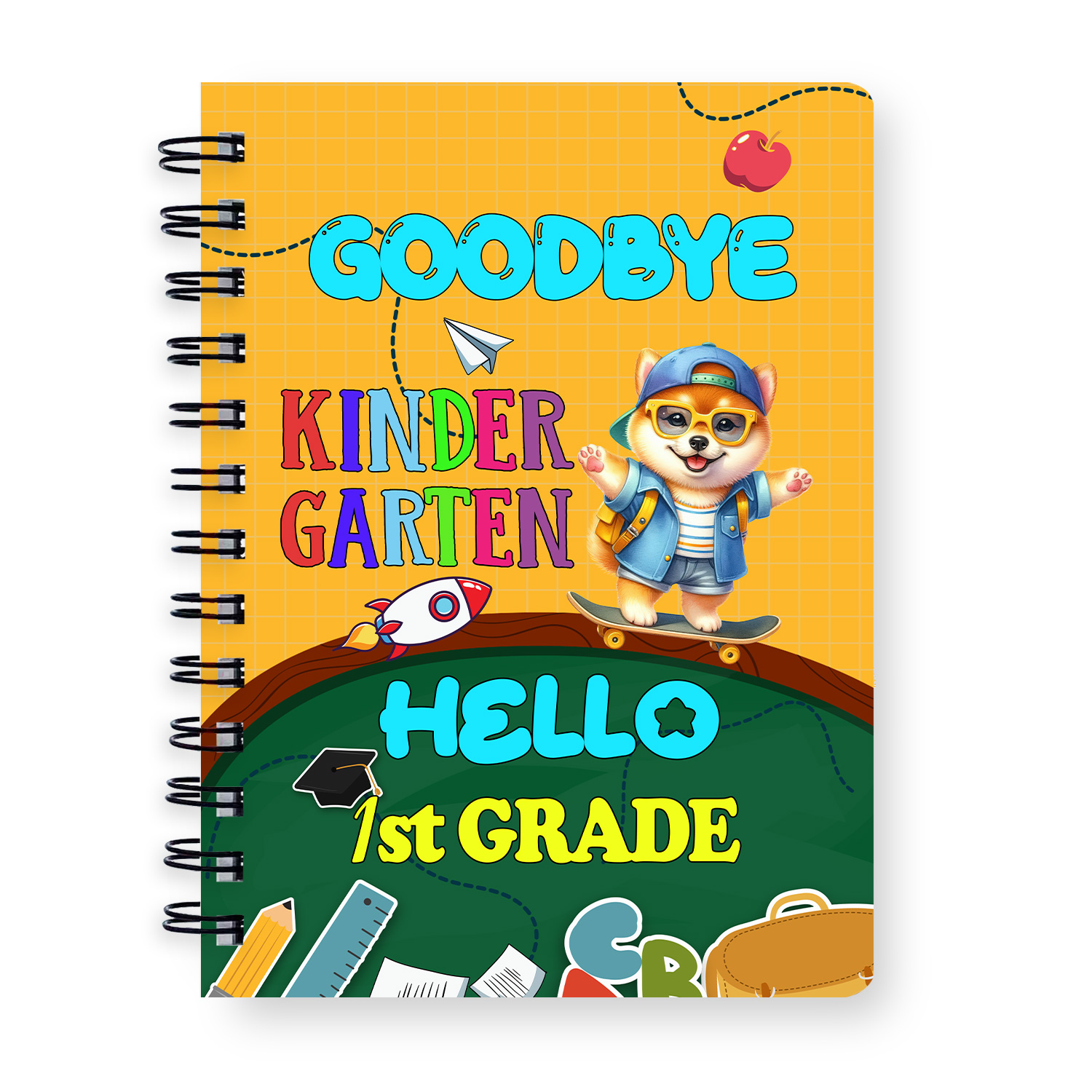 Back to School Shiba Inu Goodbye Kindergarten Hello 1st Grade Spiral ...