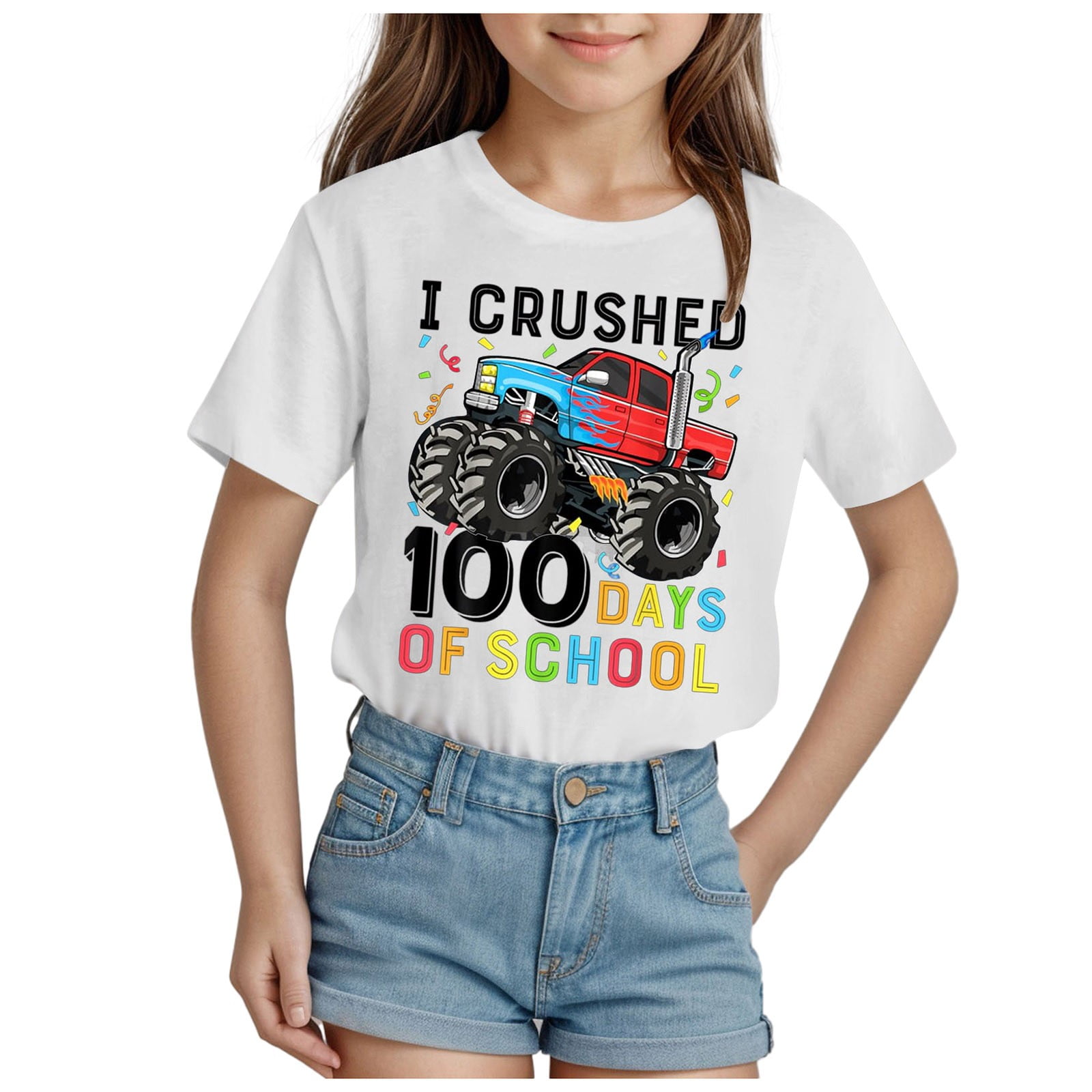 100 Days Of School Shirt Girls Size 6/7 Boy Kid Color Block 100 Dyas Of ...