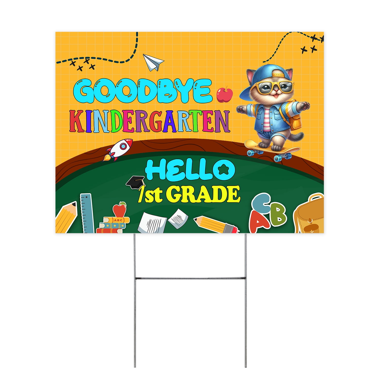 Back to School Siamese Goodbye Kindergarten Hello 1st Grade Yard Sign ...