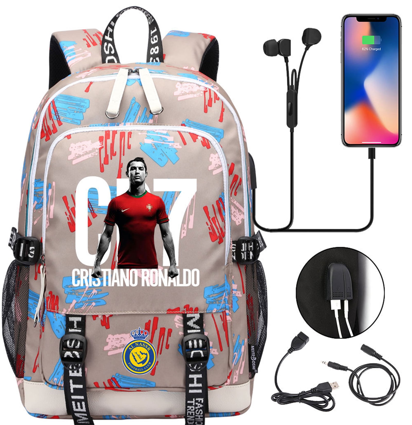 Back to School Soccer Star Backpack Cristiano Ronaldo Trendy Rucksack ...
