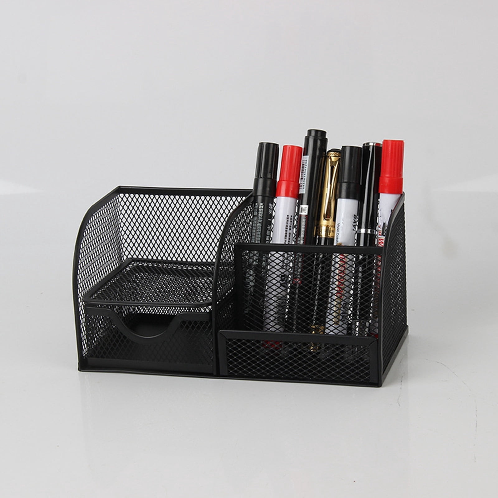 Sawvnm Steel Mesh Desk Organizer, 4 Divided Compartments With 1 Slide ...