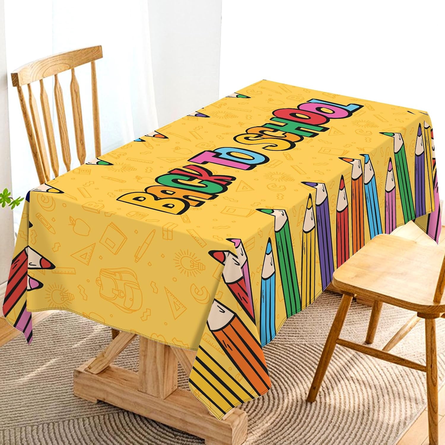 Back to School Tablecloth Pencil Kids Students First Day of School ...