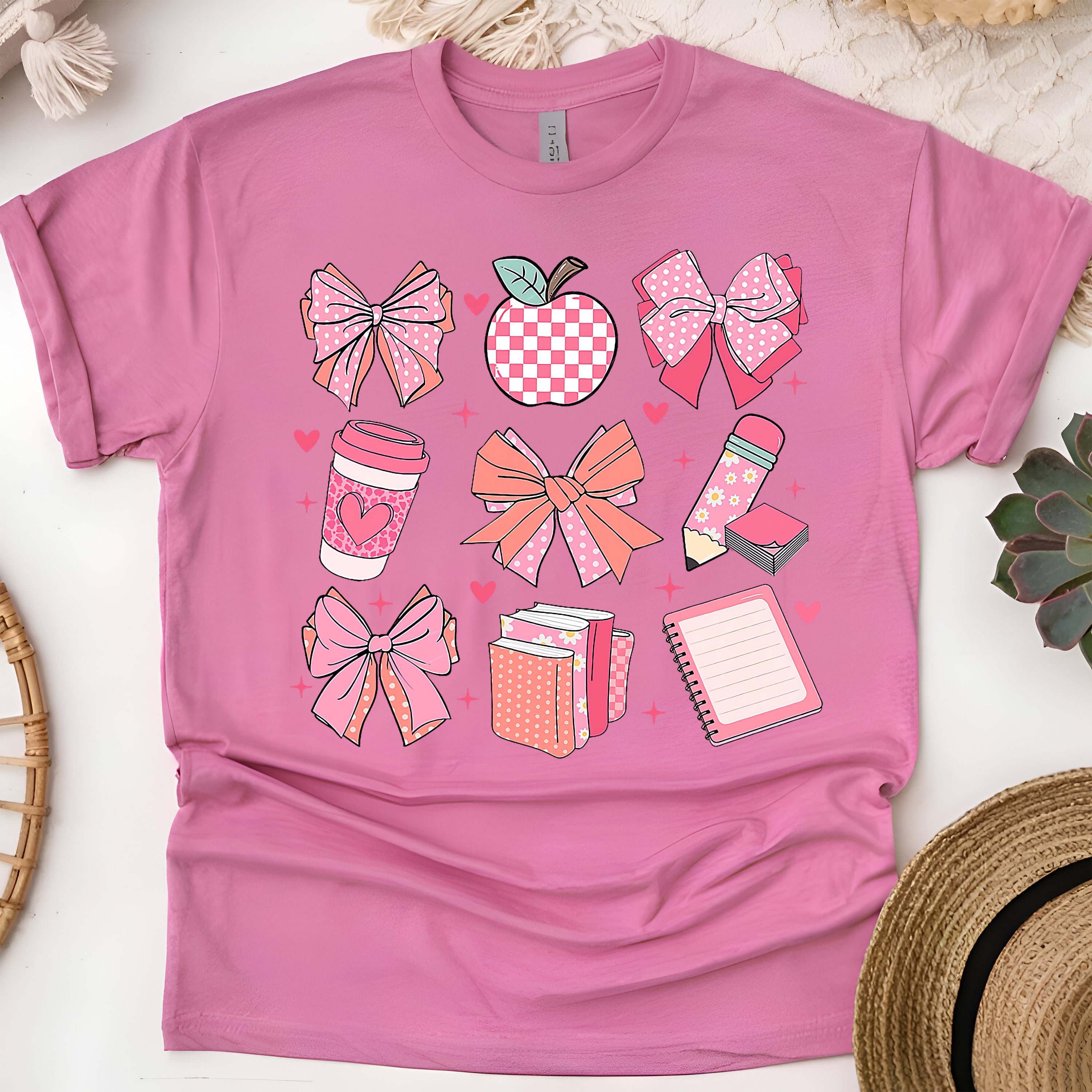 Back to School Teacher Shirt – Coffee Love Notes and Pink Ribbons Tee ...