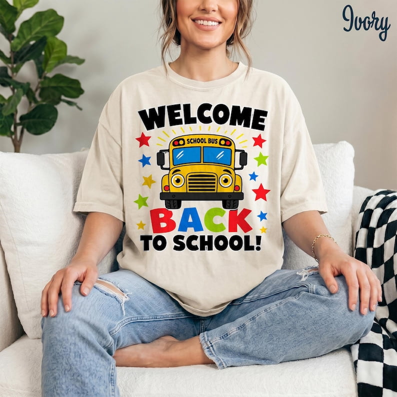 Back to School Teacher Shirt, Welcome Back School Bus Graphic Tee ...