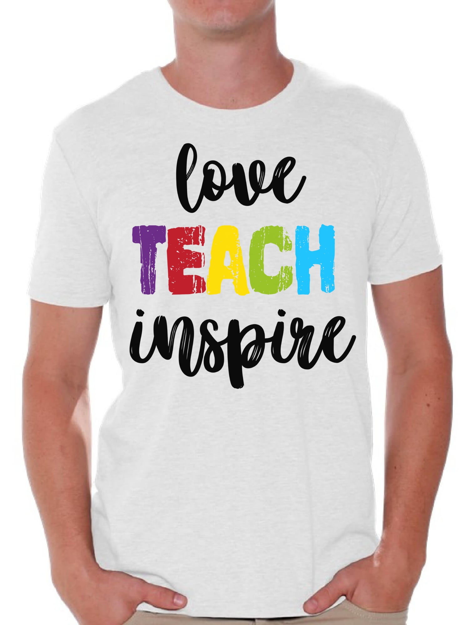 Back to School Teacher Shirts for Mens Love Teach Inspire T Shirt Men ...