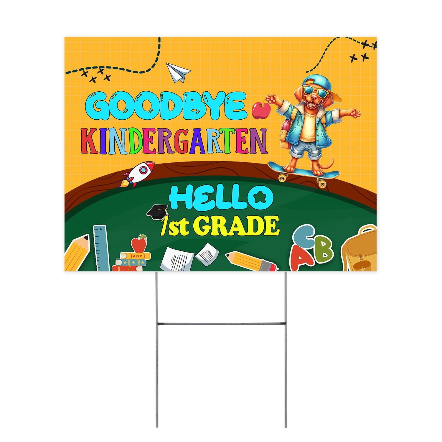 Back to School Vizsla Goodbye Kindergarten Hello 1st Grade Yard Sign ...