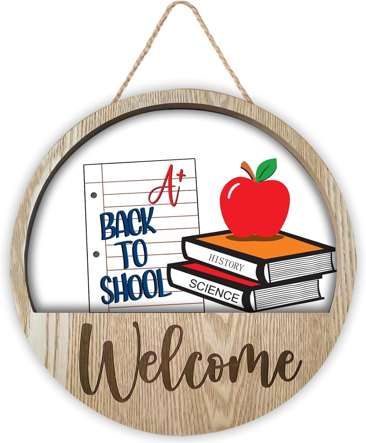 Back to School Welcome Sign, Wooden Door Sign for Front Porch Outside ...