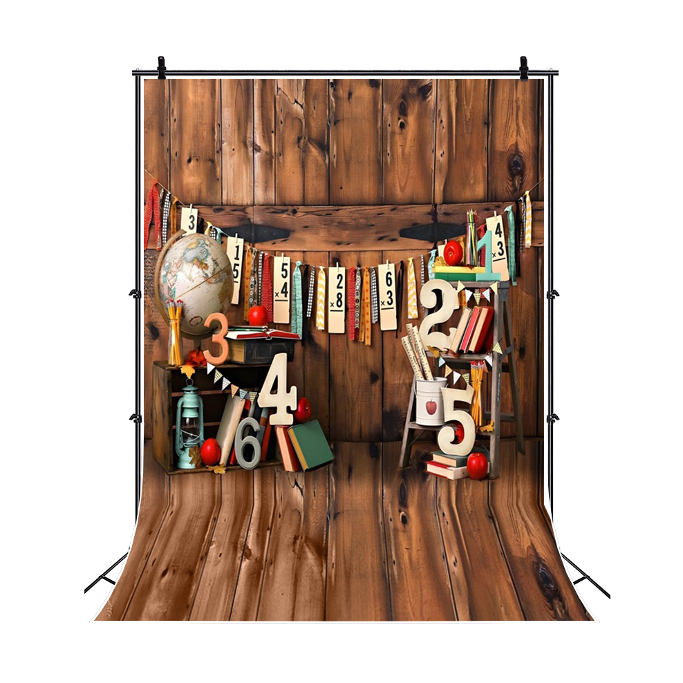 Back to School Wooden Board Bookshelf Portrait Backdrops Library Study ...