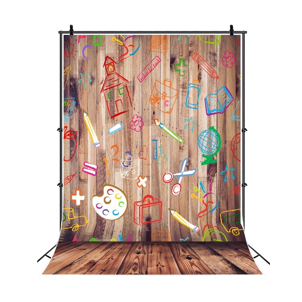 Back to School Wooden Board Bookshelf Portrait Backdrops Library Study ...