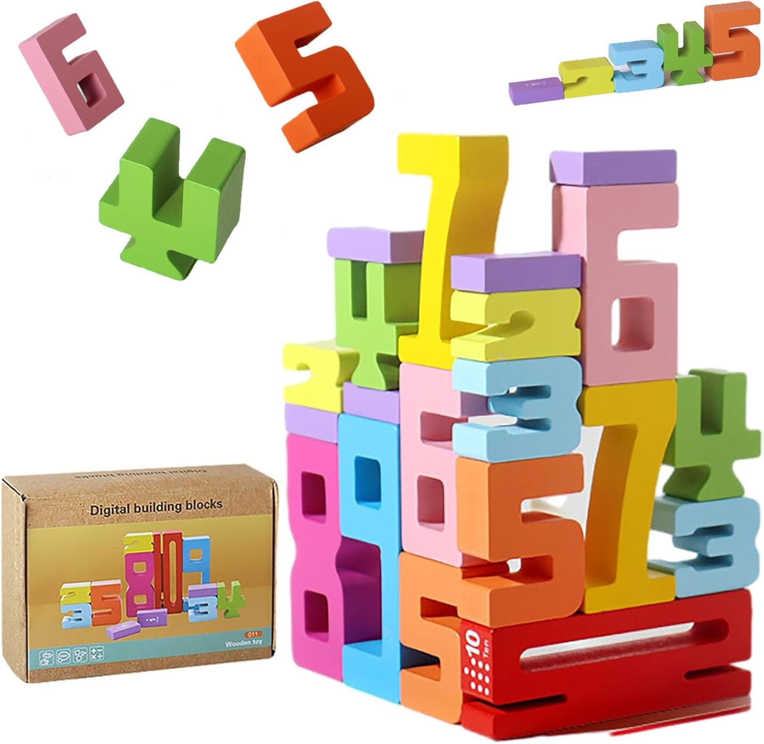 Back to School Wooden Number Building Blocks, Montessori-Inspired ...