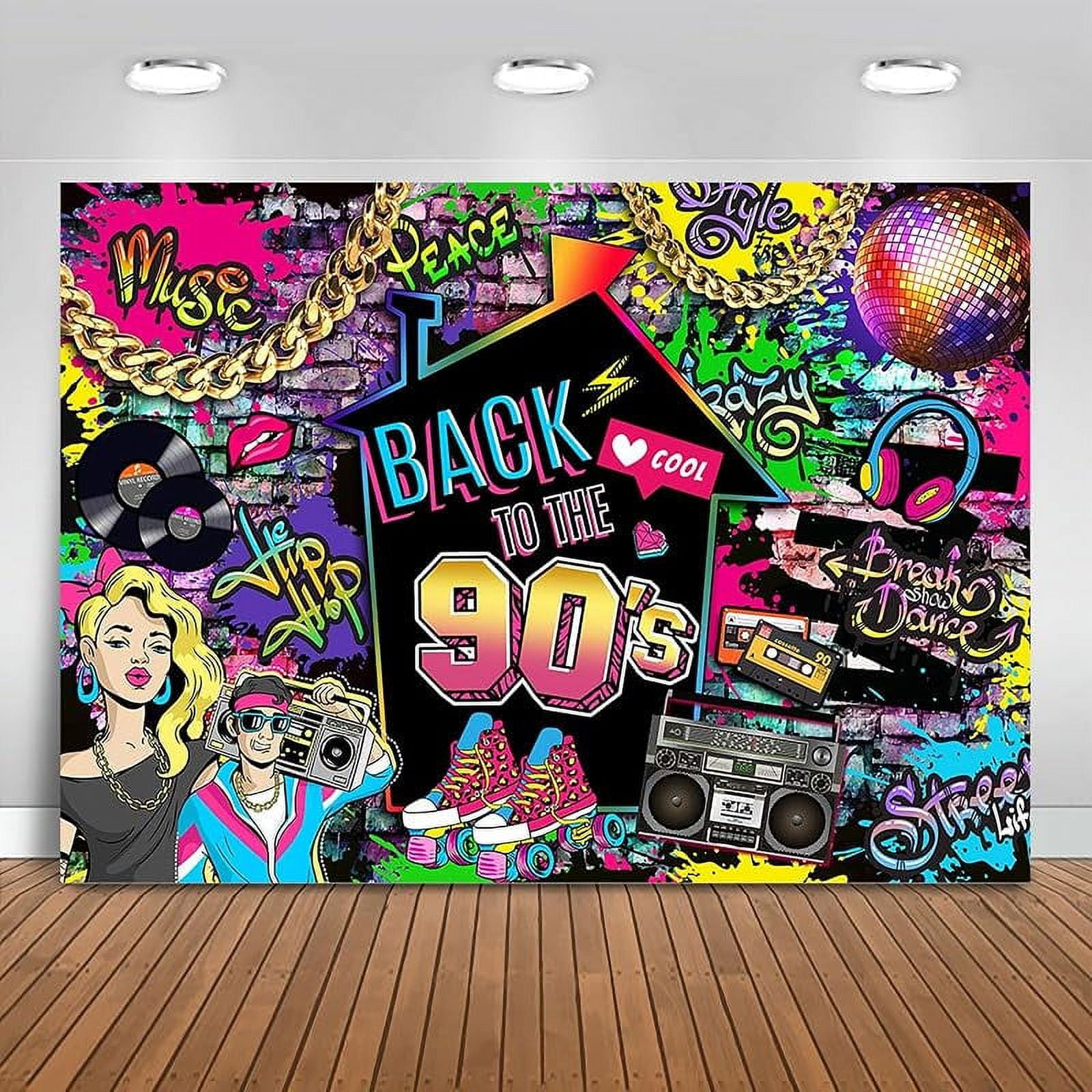 Back to The 90s Backdrop 90s Retro Fashion Party Decorations Banner Hip ...