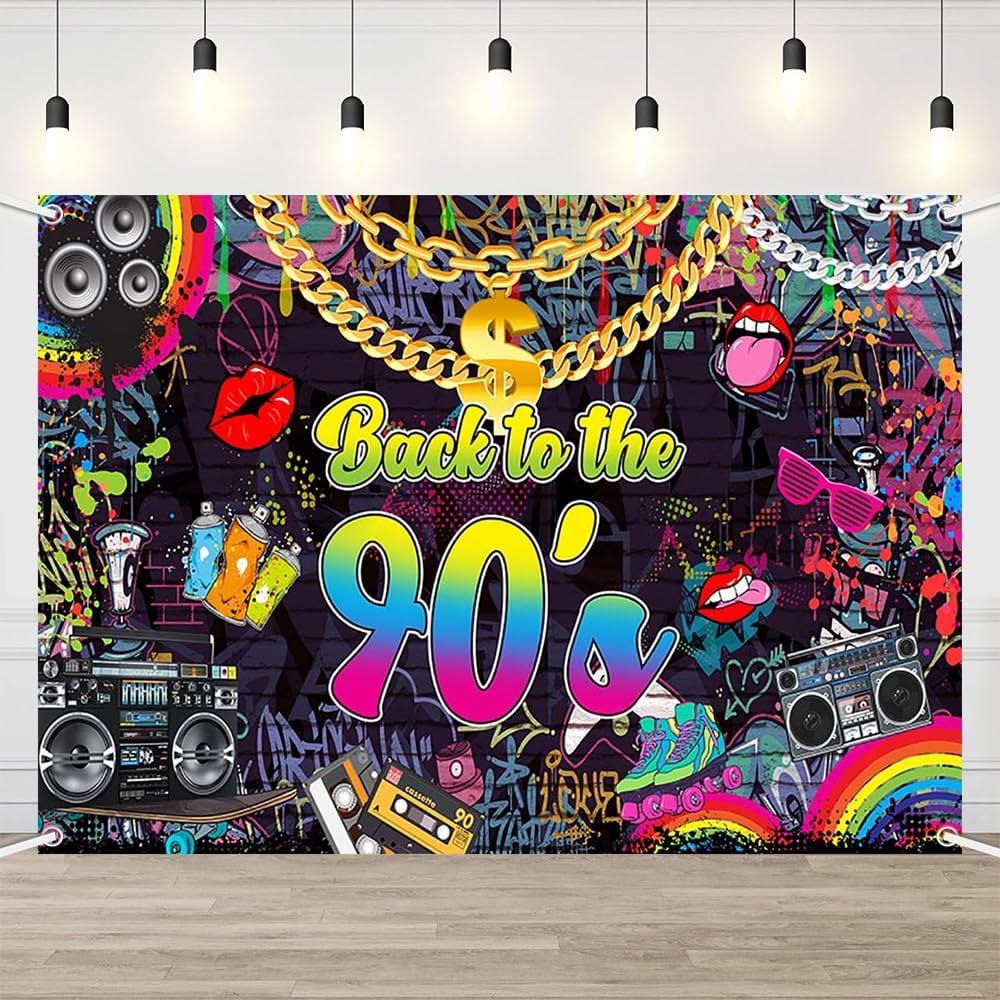 Back to The 90s Backdrop Retro Hip Hop Graffiti Wall Decoration ...