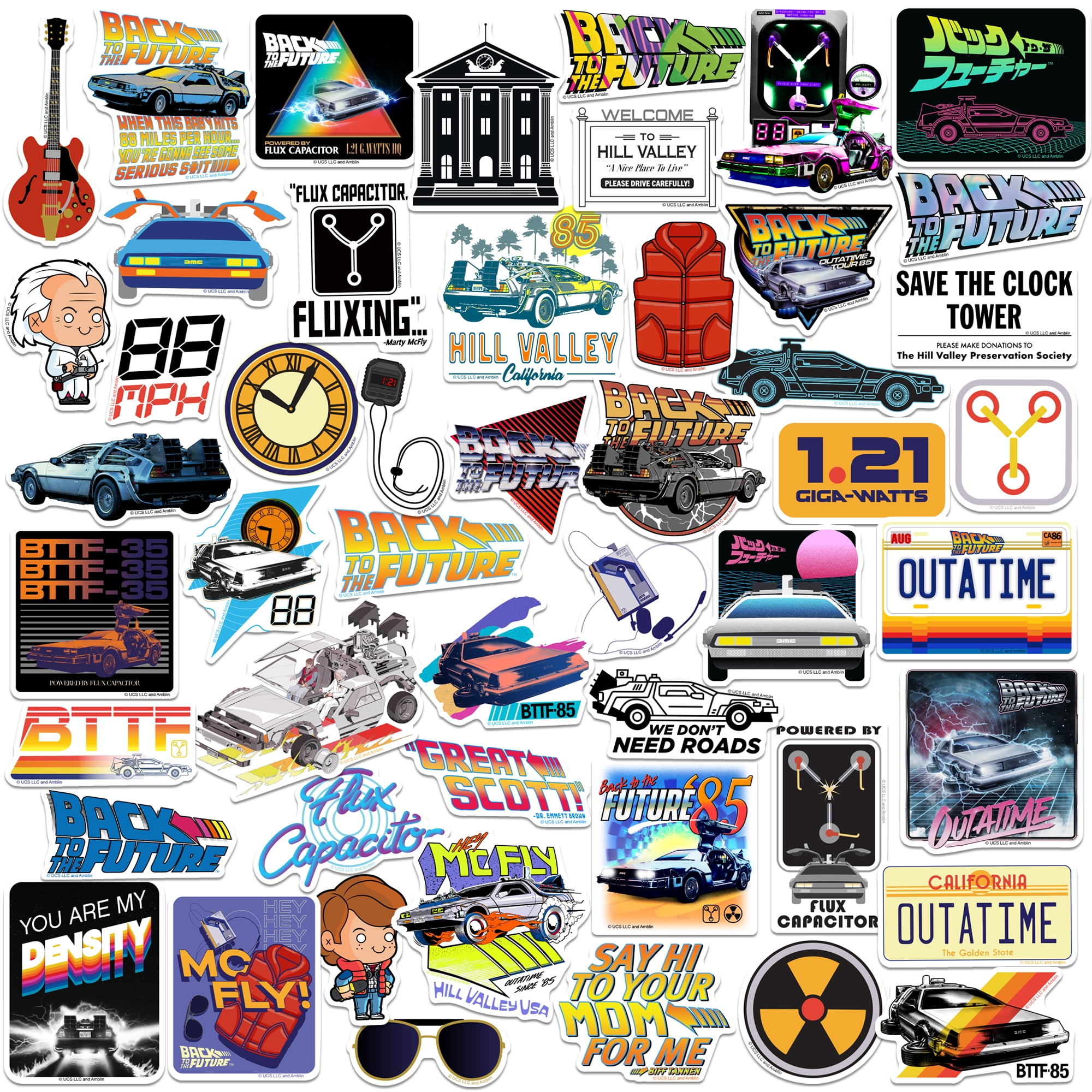 Back to The Future 50ct Vinyl Large Deluxe Stickers Variety Pack ...